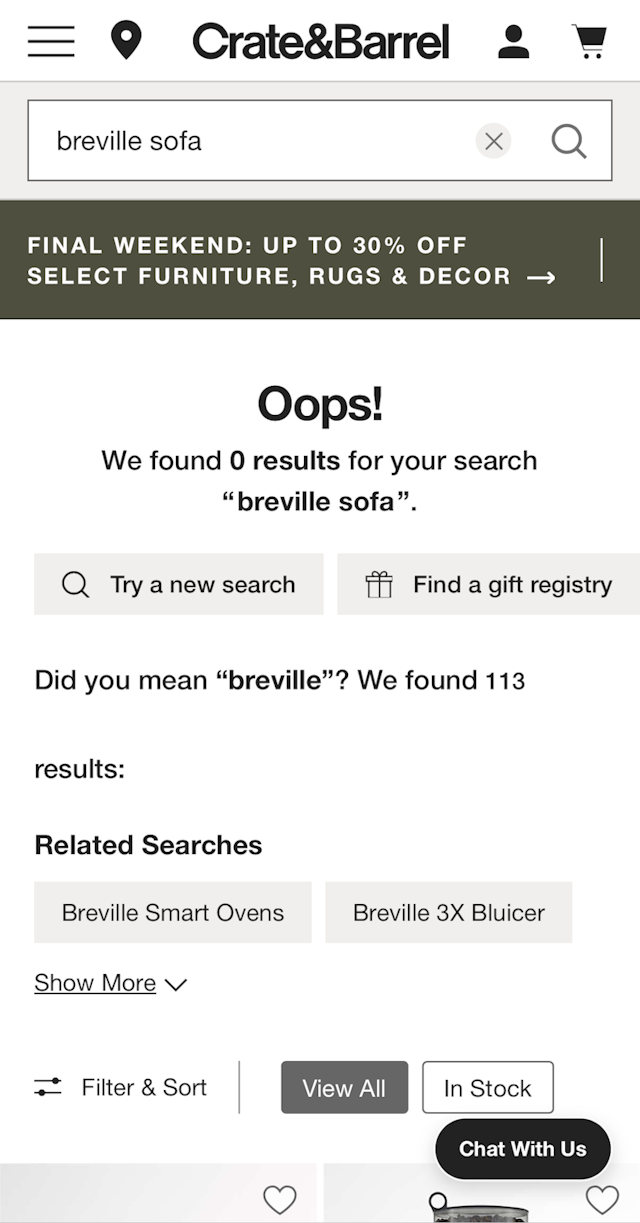 5 Proven UX Strategies For "No Results" Pages – Baymard