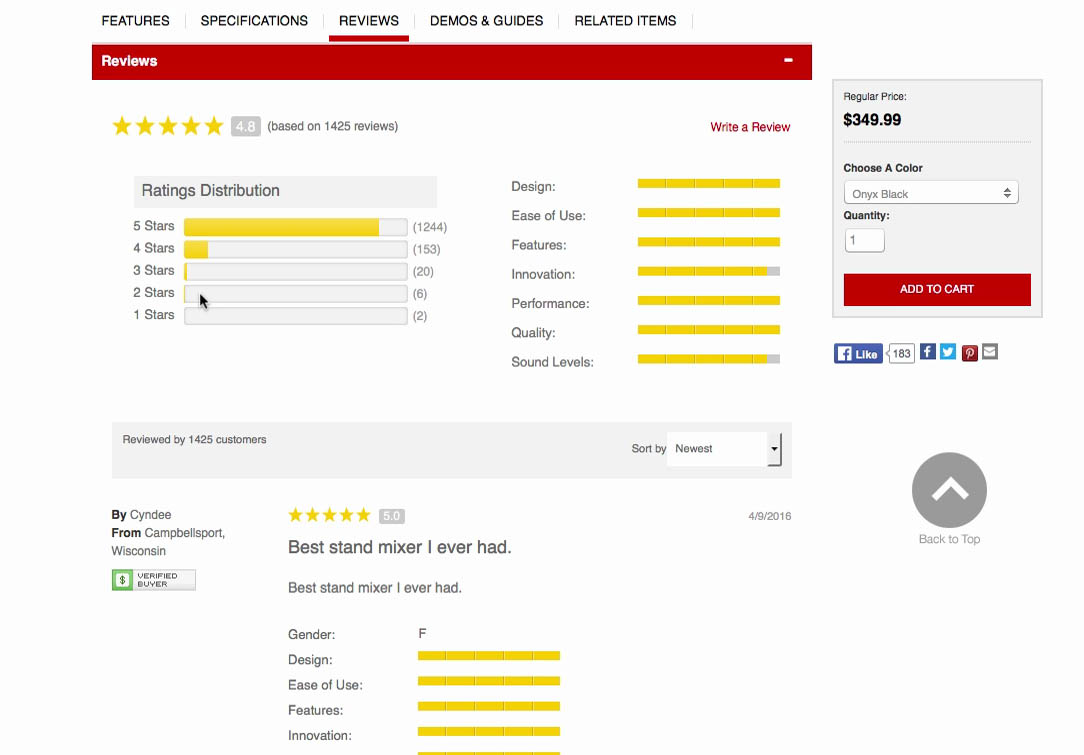 5 Requirements for the ‘Ratings Distribution Summary' – Baymard