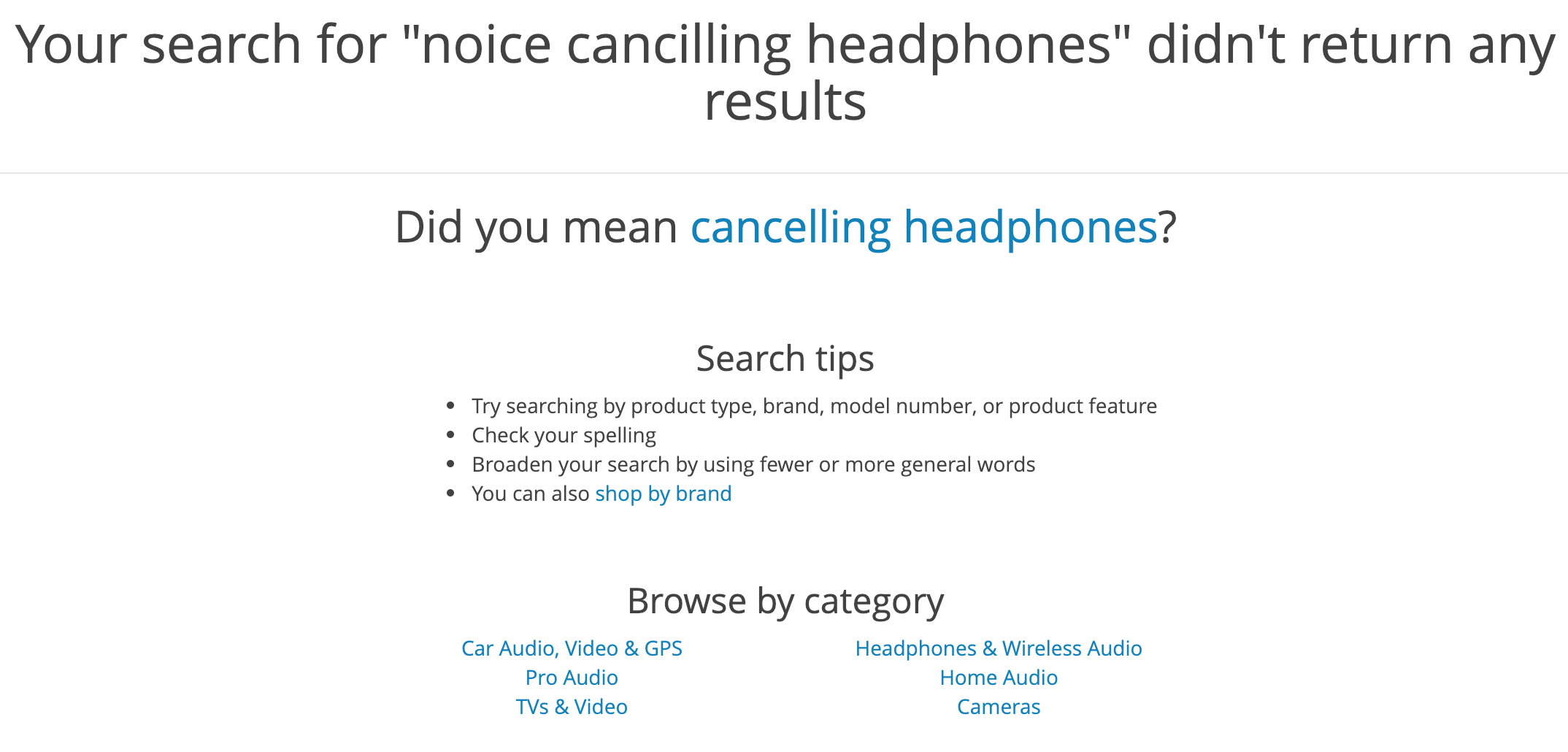 6 Essentials for 'No Results' Pages – Baymard Institute