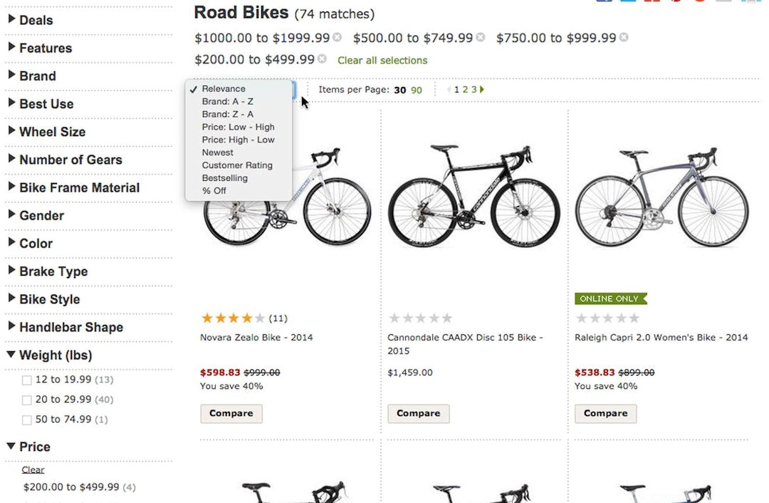 Allow Sorting by “Price”, “User Rating”, “Best-Selling”, and “Newest ...