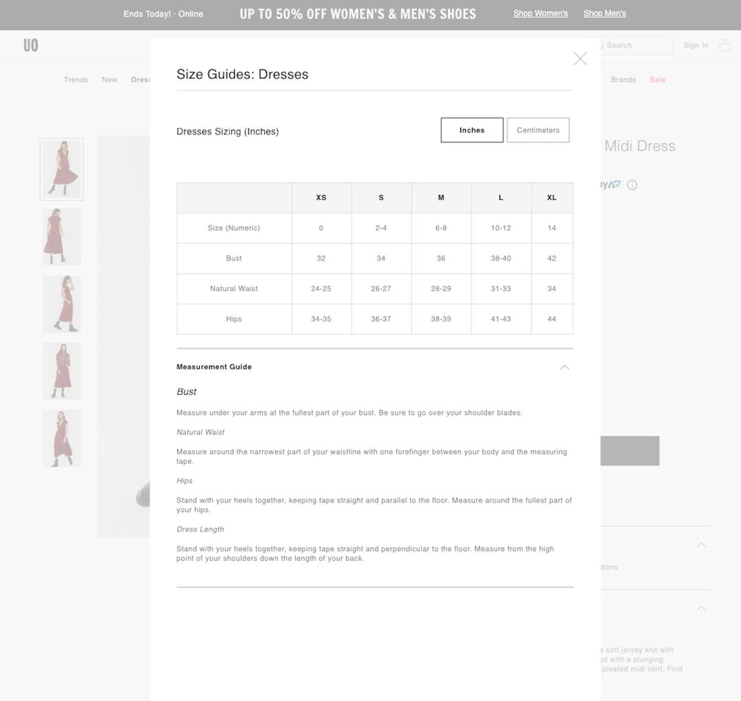Apparel: 10 Best Practices on Sizing – Baymard