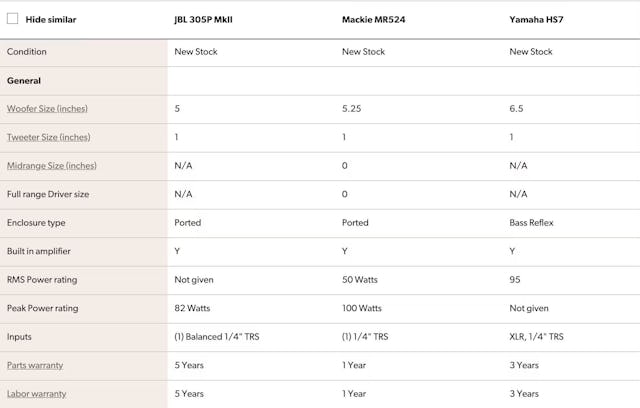 4 Ways to Optimize the Comparison Feature for Scanning – Baymard
