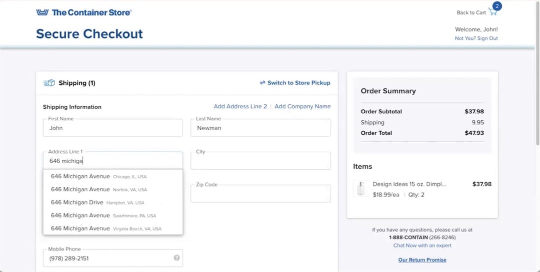 Provide "Fully Automatic Address Lookup" – Baymard